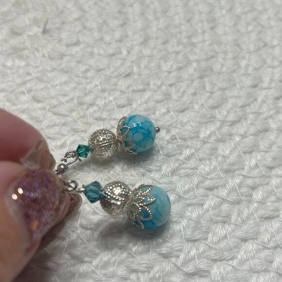 Handmade | Jewelry | Darling Cloud Blue Bead With A Silver Filigree ...